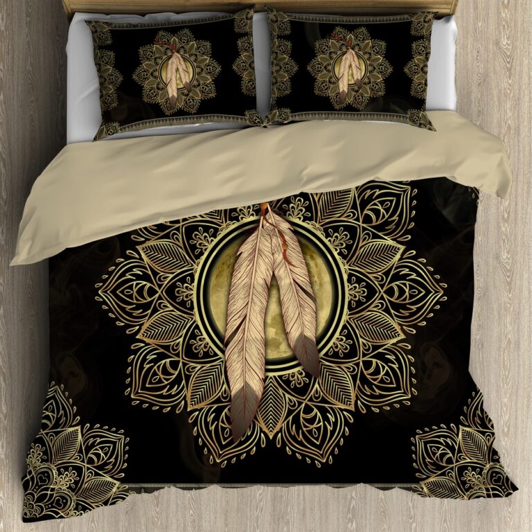 Native American Bedding Set, Feather Motifs Native American Bedding Set ...