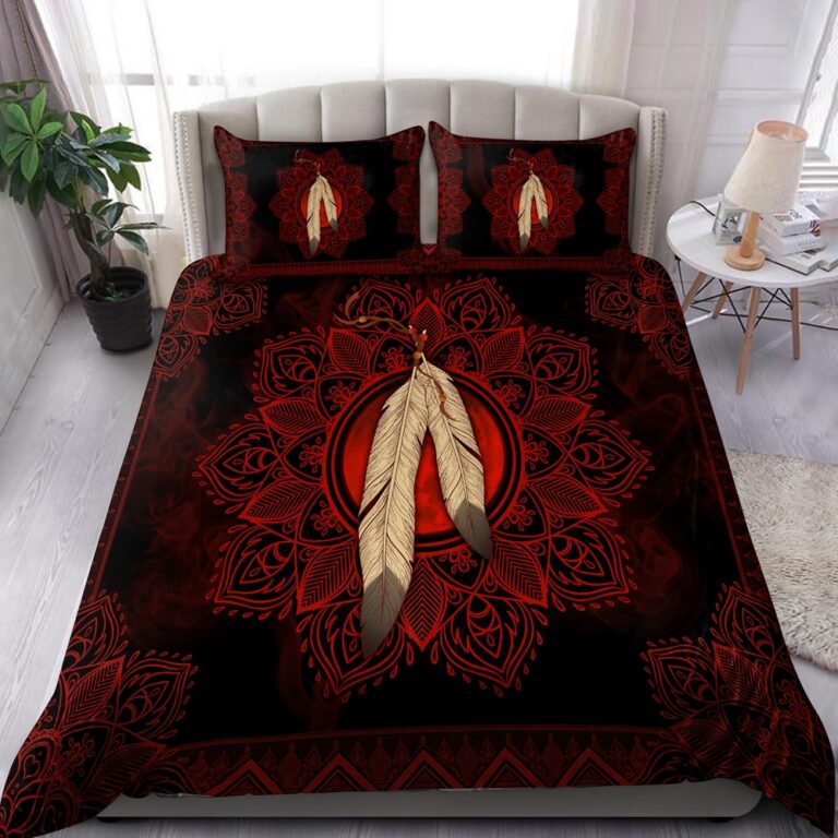Native American Bedding Set, Feather Motifs Native American Bedding Set ...