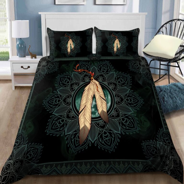 Native American Bedding Set, Feather Motifs Native American Bedding Set ...