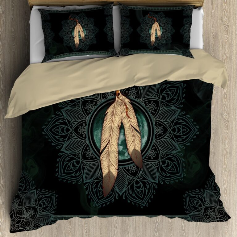 Native American Bedding Set, Feather Motifs Native American Bedding Set ...