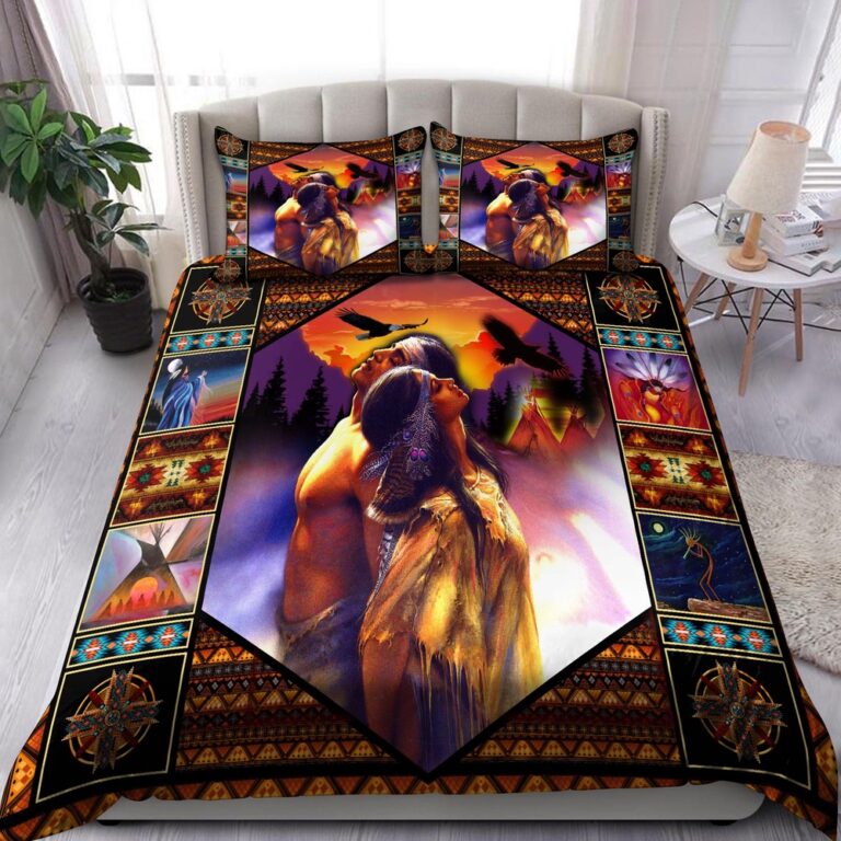 Native American Bedding Set, Man And Girl Native American Bedding Set ...