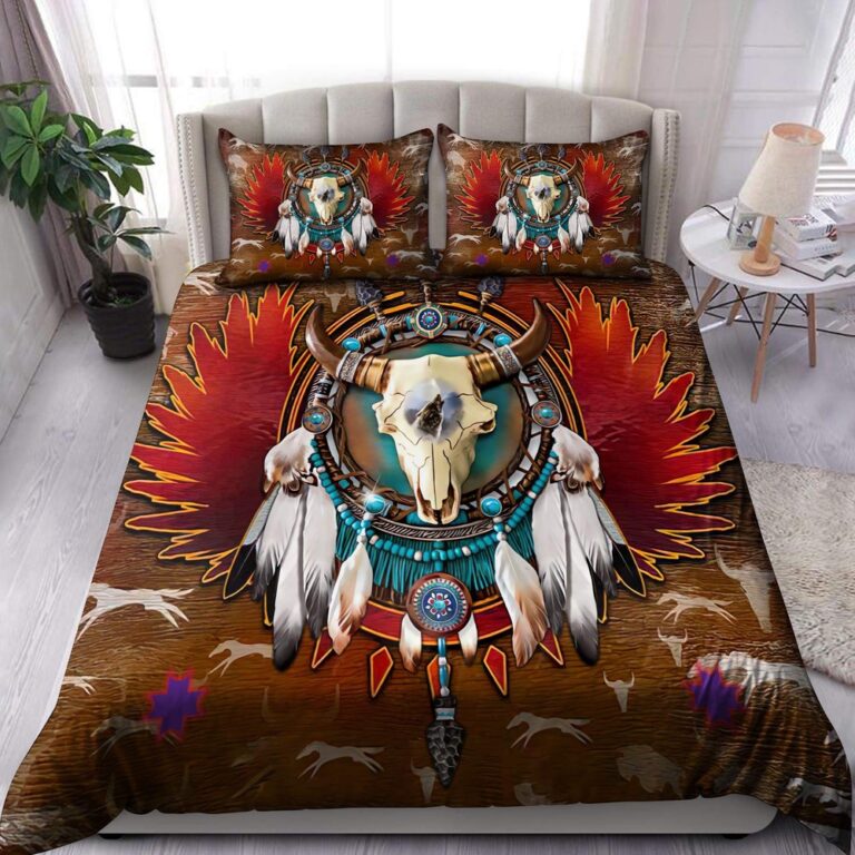 Native American Bedding Set, Skull Bull Native American Bedding Set ...