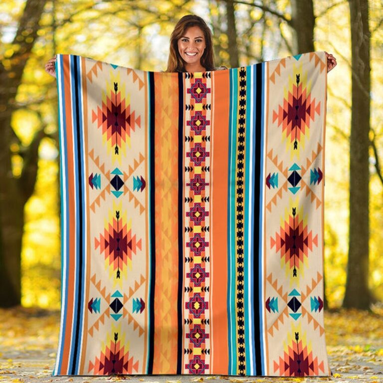 Native American Blanket, Pattern Fleece Blanket, Native Blankets - Excoolent