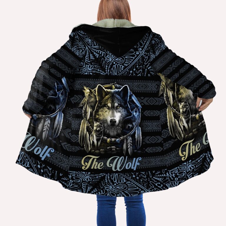 Native American Coat, Dreamcatcher Wofl Native American Hooded Cloak ...