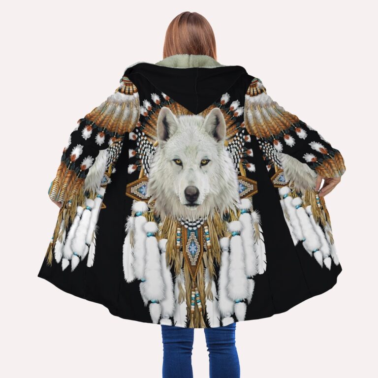 Native American Coat, White Wolves Native American All Over Printed ...