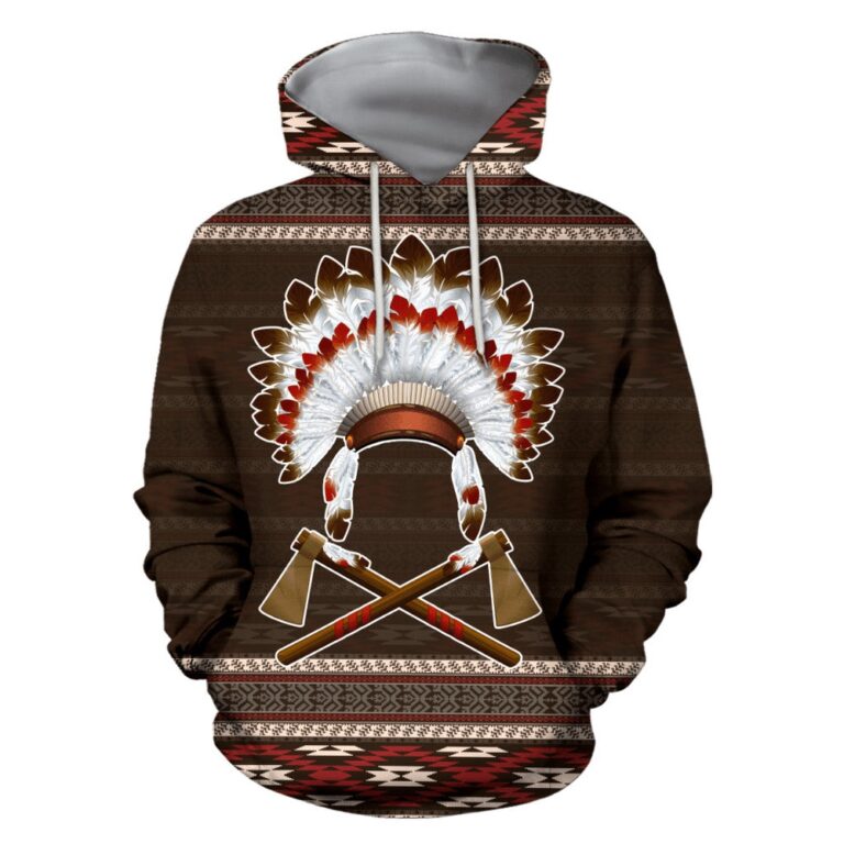 Native American Hoodie, Aboriginal Hat Motifs Native American 3D All ...
