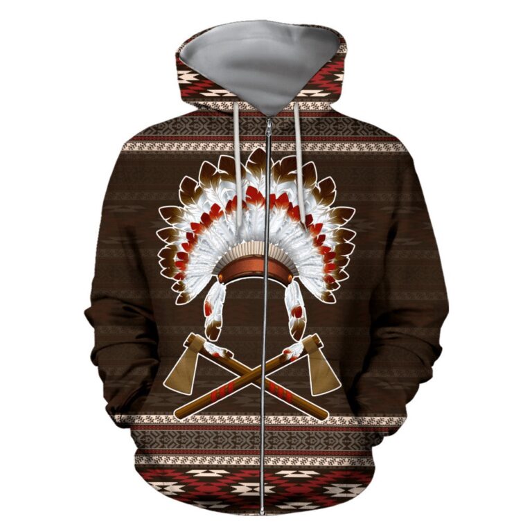 Native American Hoodie, Aboriginal Hat Motifs Native American 3D All ...