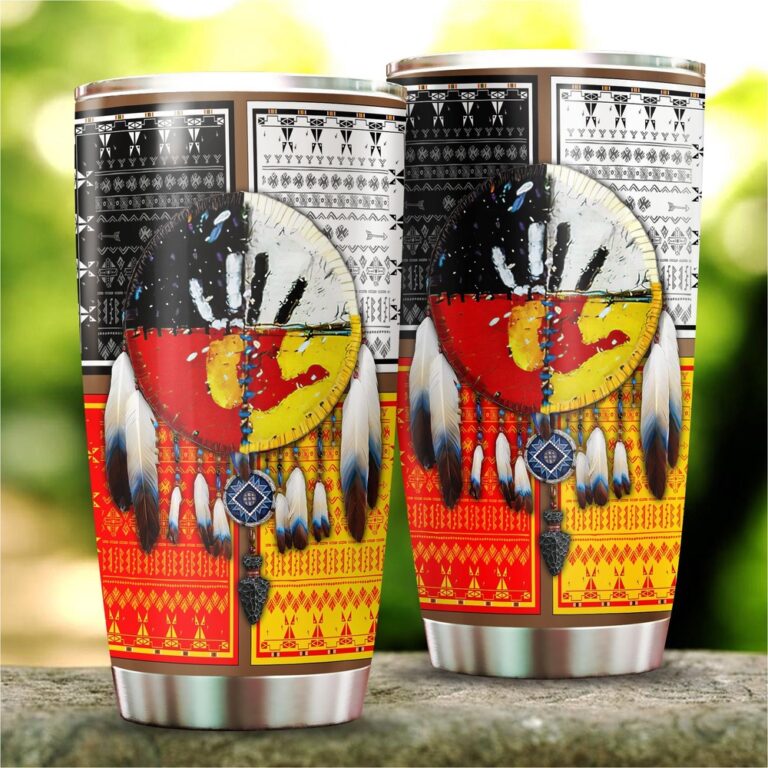 Native American Tumbler, Dreamcatcher Red Hand Native American Steel ...