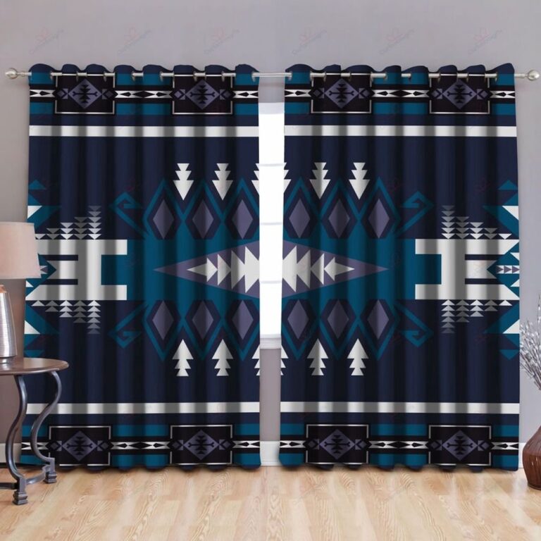Native American Window Curtains, Dark Blue Native American Window ...