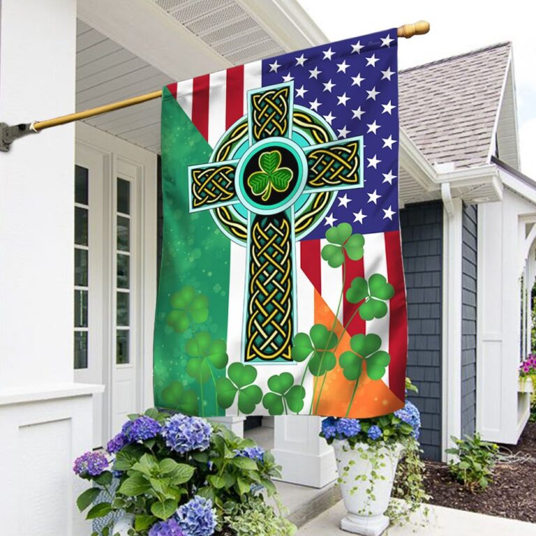 St Patrick's Flag, Irish Celtic Knot Cross St. Patrick's Day American ...