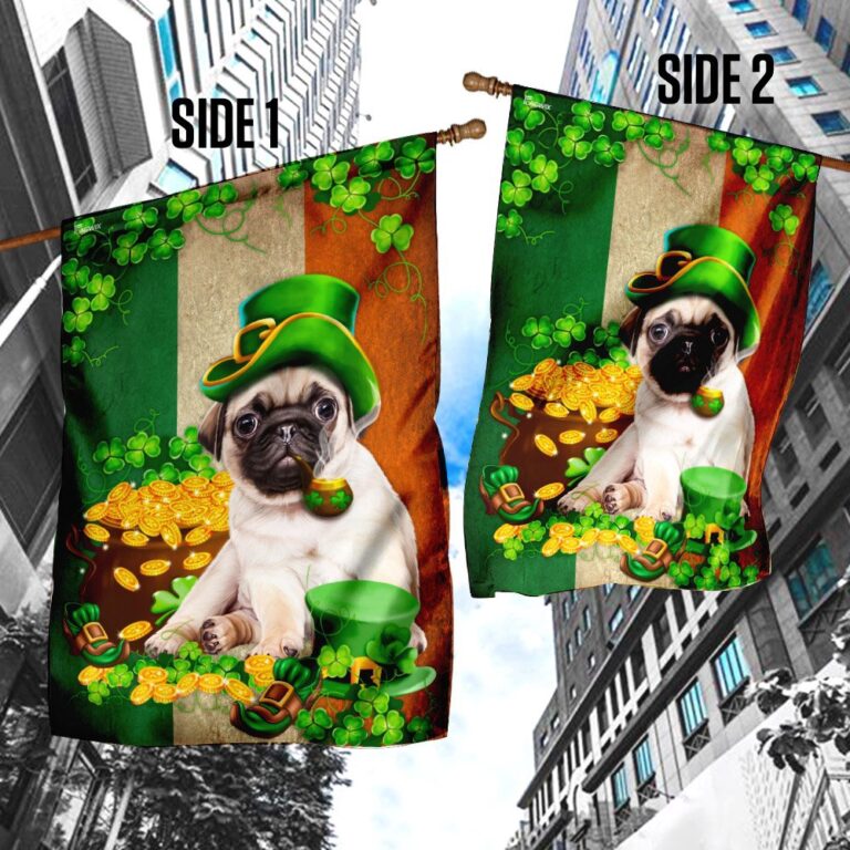 St Patrick's Flag, Saint Patrick's Day Pug Irish Flag, St Patrick's Day ...