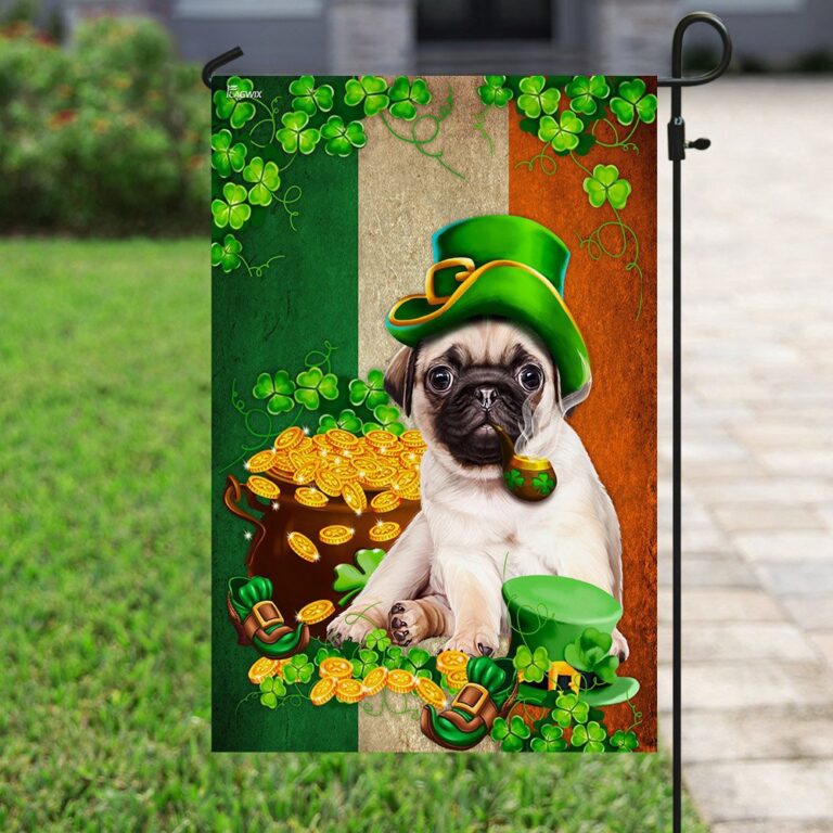 St Patrick's Flag, Saint Patrick's Day Pug Irish Flag, St Patrick's Day ...