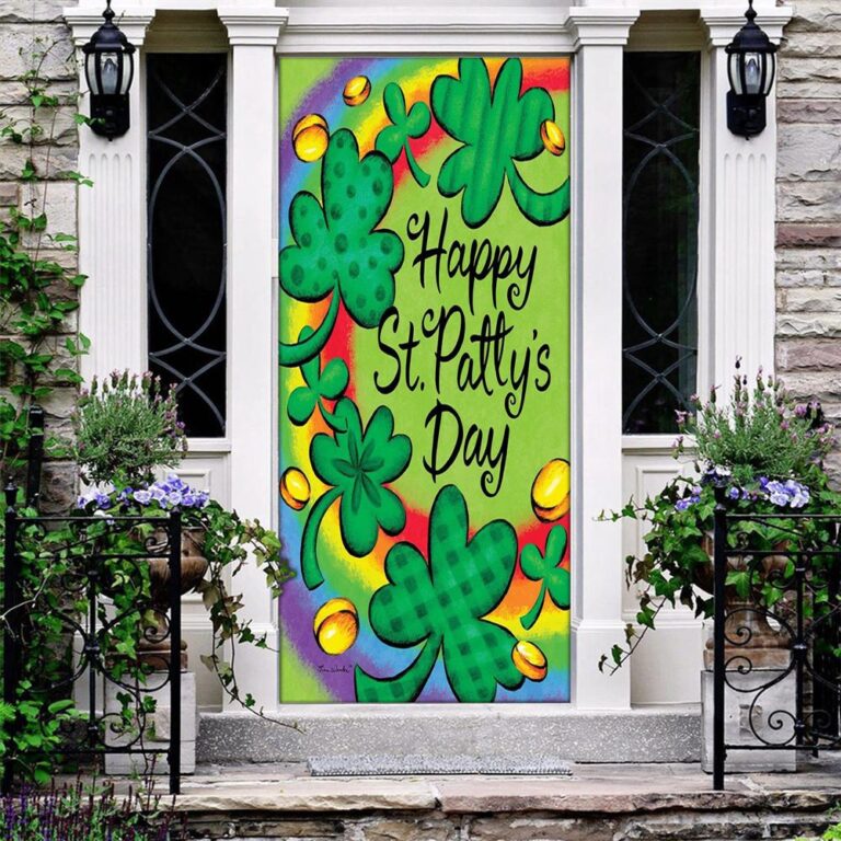 Clovers and Rainbow Door Cover, St Patrick's Day Door Cover, St Patrick ...