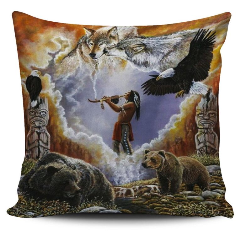Native American Pillow Case, Calling The Totems Native American Pillow ...