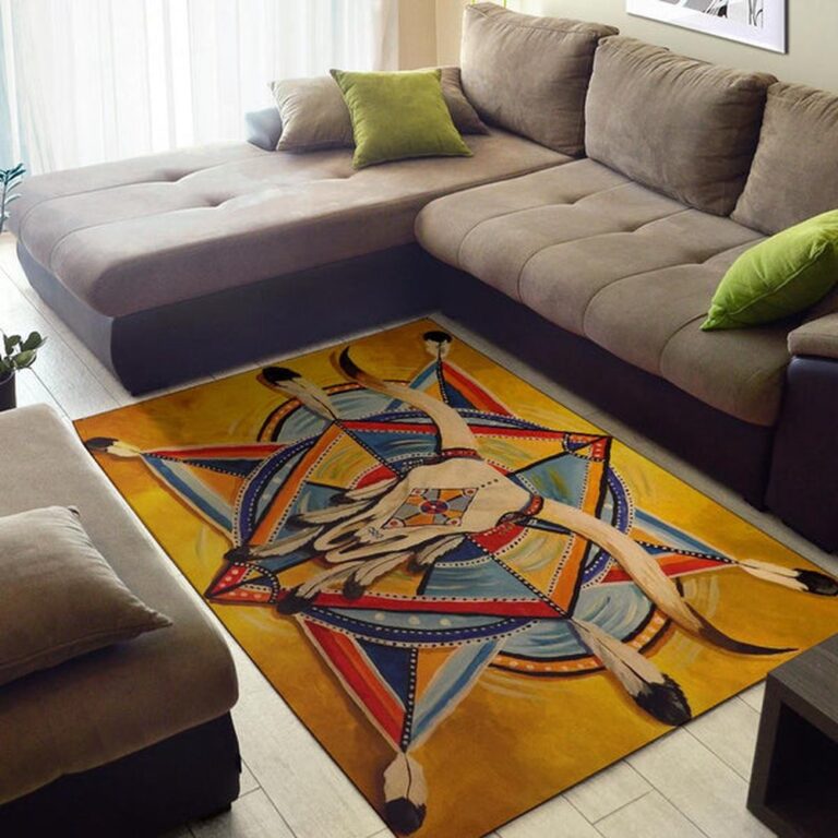 Native American Rug, Native Rugs, Bison Yellow Native American Pride ...