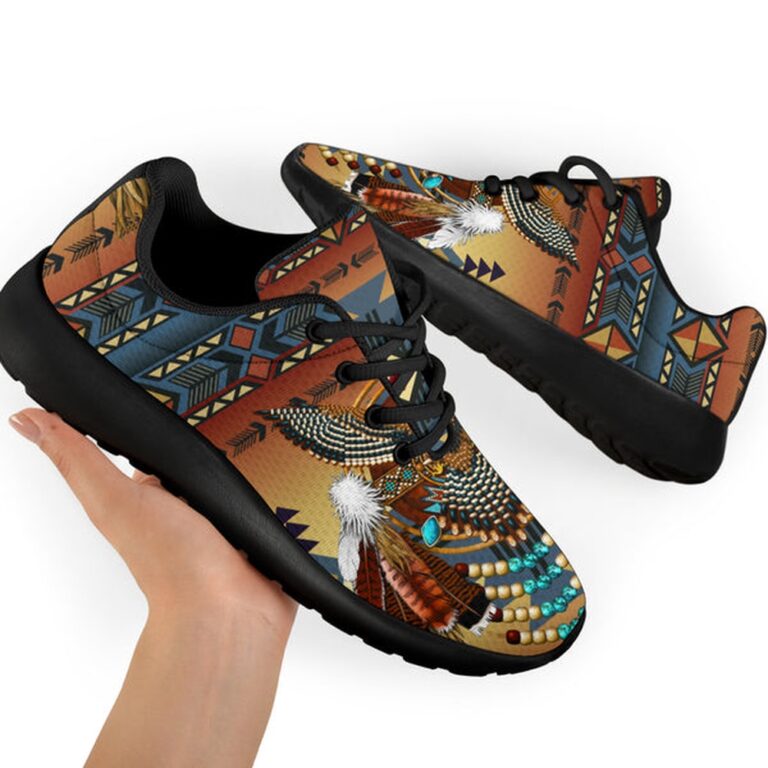 Native American Shoes, Southwest Blue Symbol Sport Sneakers - Excoolent