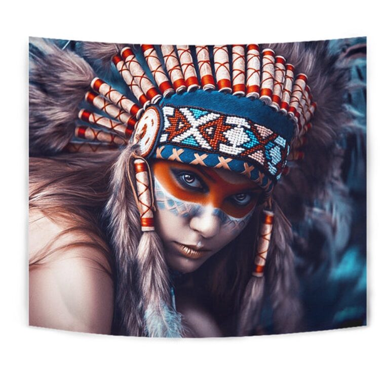 Native American Tapestry, 3D Native Girl Native American Tapestry, Wall ...