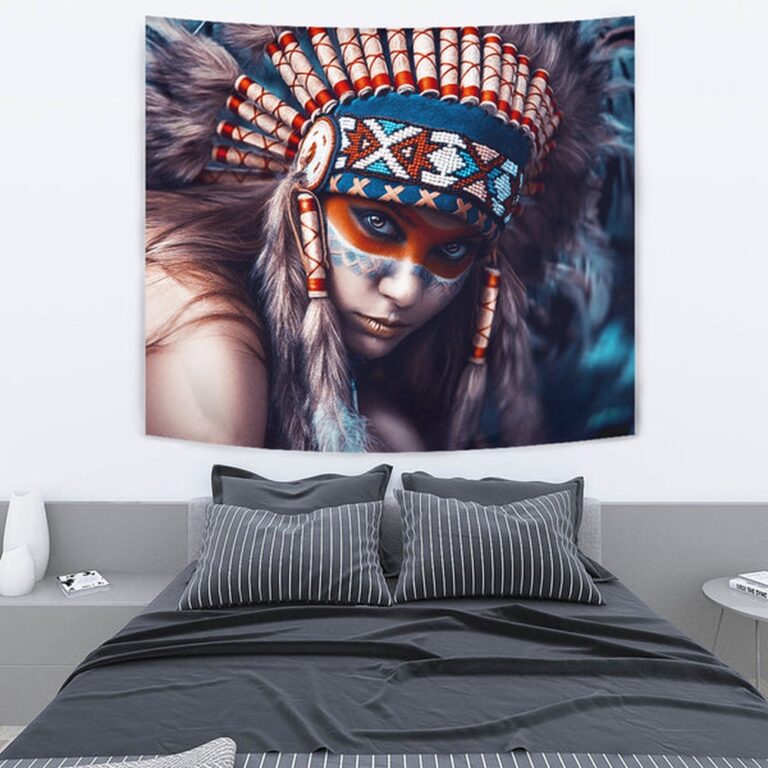 Native American Tapestry, 3D Native Girl Native American Tapestry, Wall ...