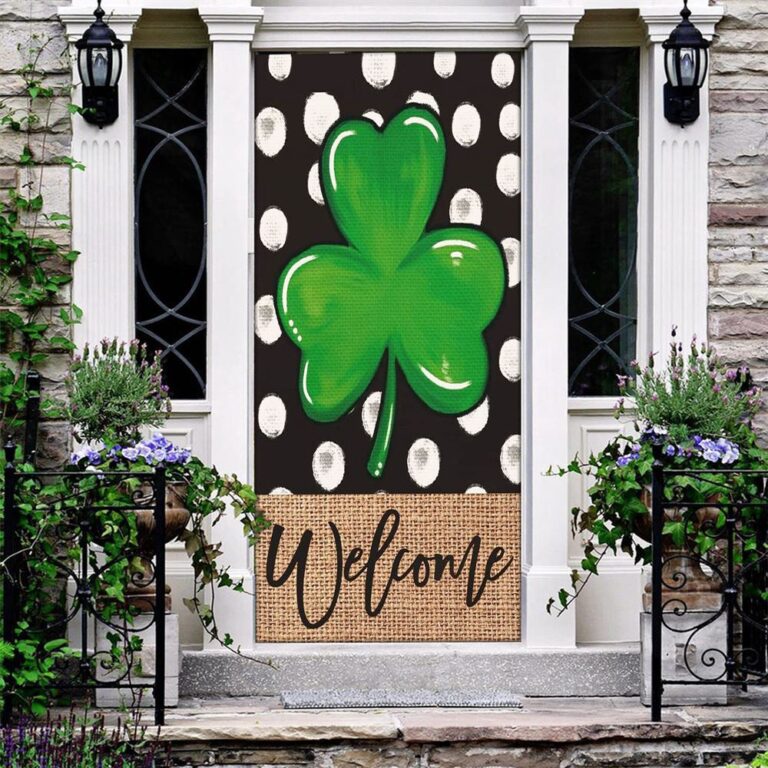 Polka Dot Welcome St Patricks Day Shamrock Clover 1 Door Cover, St ...