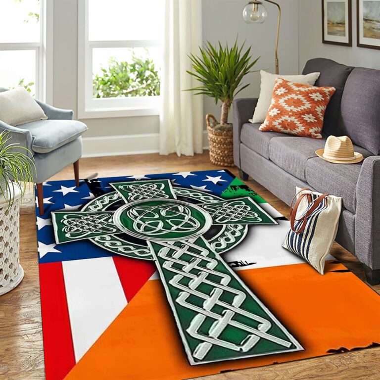 St Patricks Day Rug, Celtic Cross Irish Saint Patrick's Day Rug - Excoolent