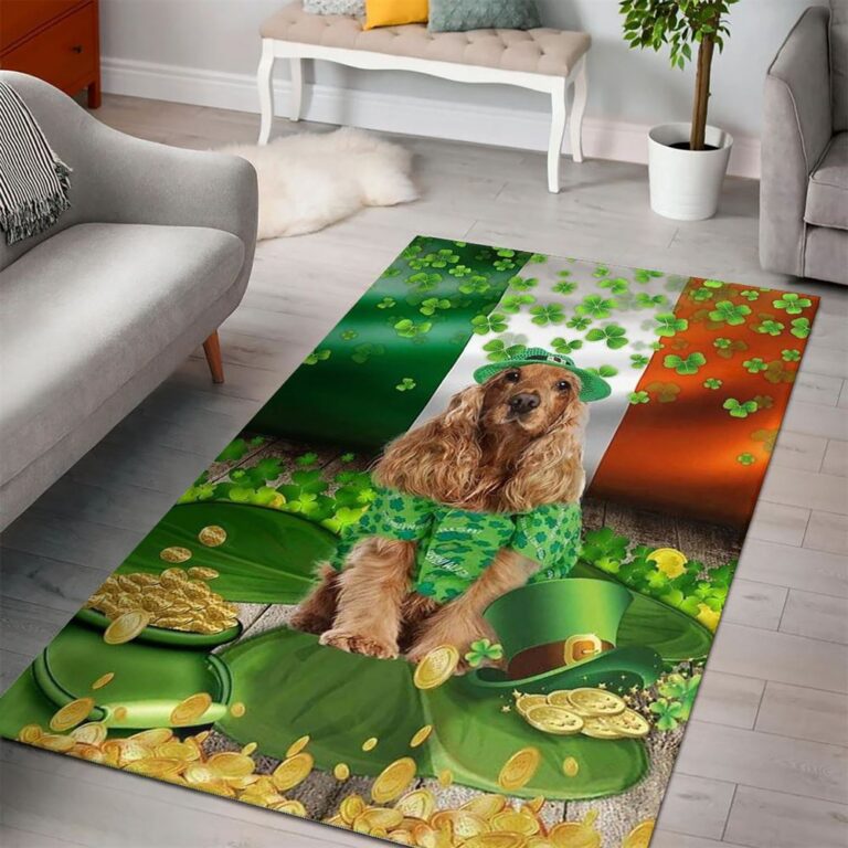 St Patricks Day Rug, Golden English Cocker Spaniel Rug - Excoolent