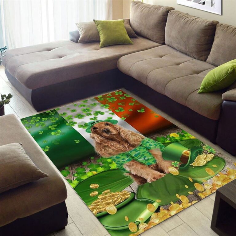 St Patricks Day Rug, Golden English Cocker Spaniel Rug - Excoolent