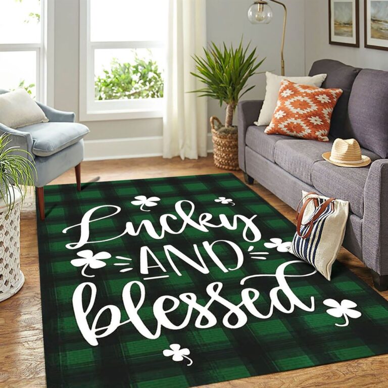 St Patricks Day Rug, Lucky And Blessed St Patricks Day Shamrock Rug ...