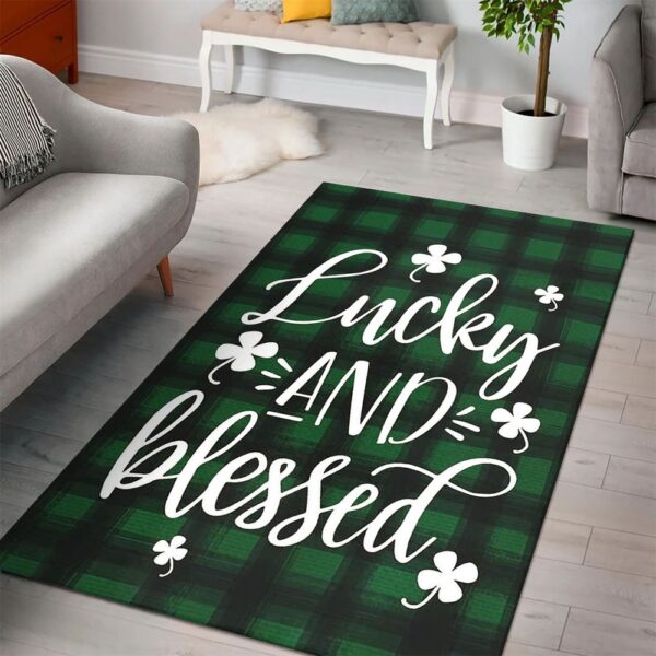 St Patricks Day Rug, Lucky And Blessed St Patricks Day Shamrock Rug ...