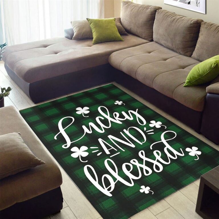 St Patricks Day Rug, Lucky And Blessed St Patricks Day Shamrock Rug ...