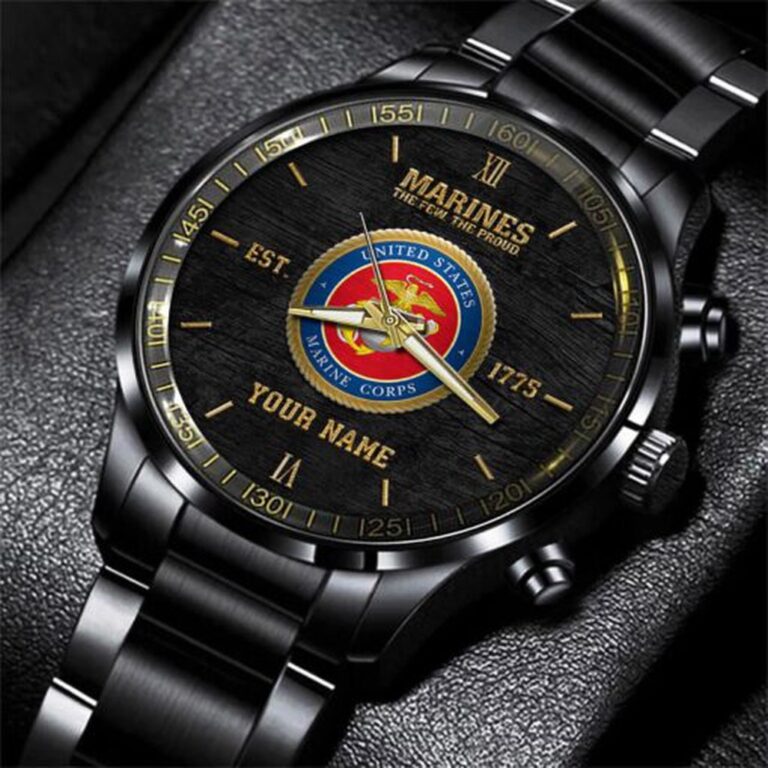 US Marine Corps Black Fashion Watch Custom Name, Military Watch ...