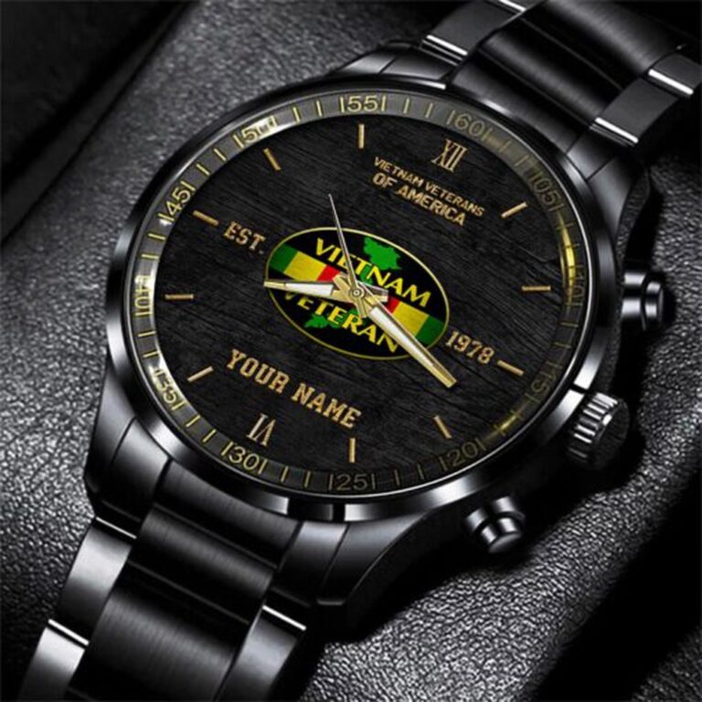 Vietnam Veteran Black Fashion Watch Custom Name, US Military Watch ...
