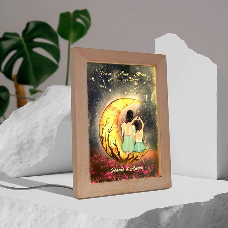 Heart Shaped Mother Daughter Night Sky Moon Star Custom Style Frame ...