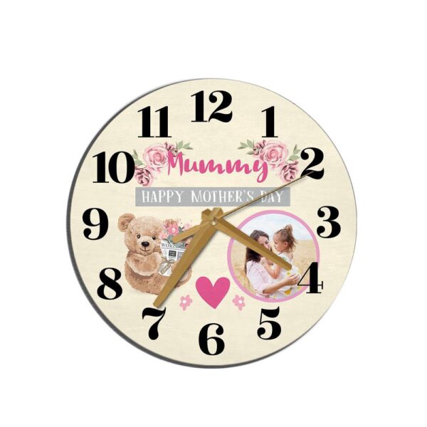 Mummy Mother's Day Gift Bear Photo Yellow Personalised Wooden Clock ...