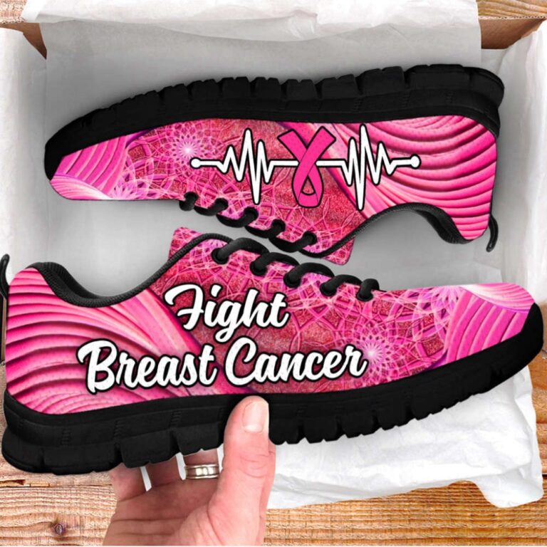 Breast Cancer Shoes Ribbon Fight Flower Light Sneaker Walking Shoes ...
