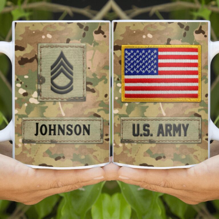 Military US Army Veteran Mug Custom Name And Rank, Veteran Coffee Mugs ...