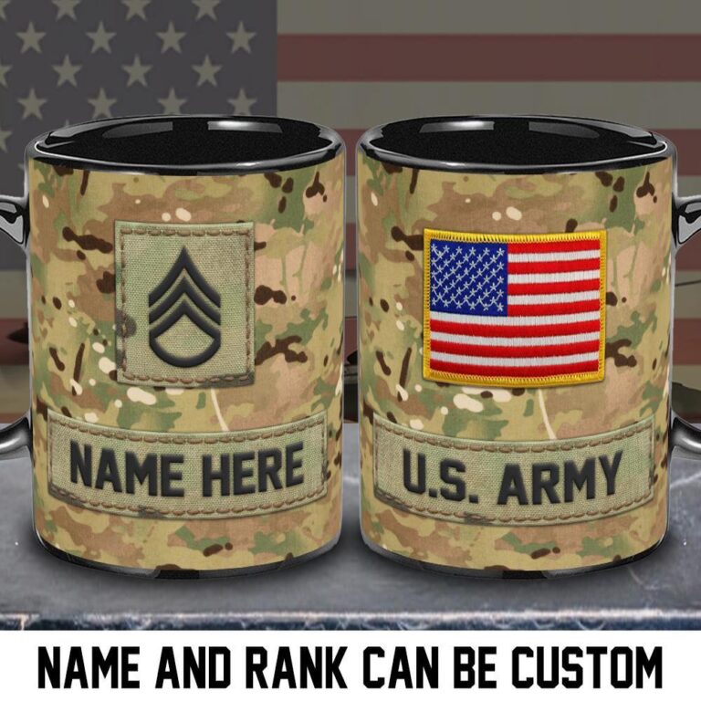Military US Army Veteran Mug Custom Name And Rank, Veteran Coffee Mugs ...