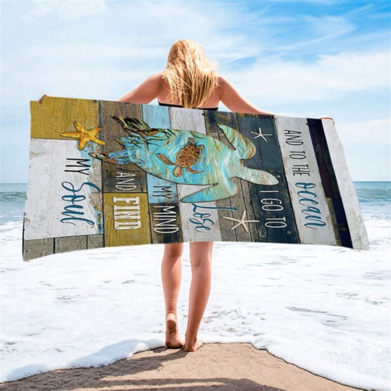 Sea Turtle To The Ocean I Lose My Mind Beach Towel, Christian Beach Towel, Beach Towel - Excoolent
