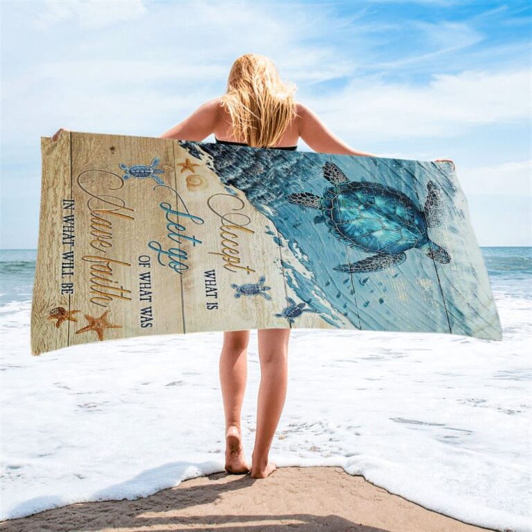 Turtle Accept Let Go Have Faith Beach Towel, Christian Beach Towel ...