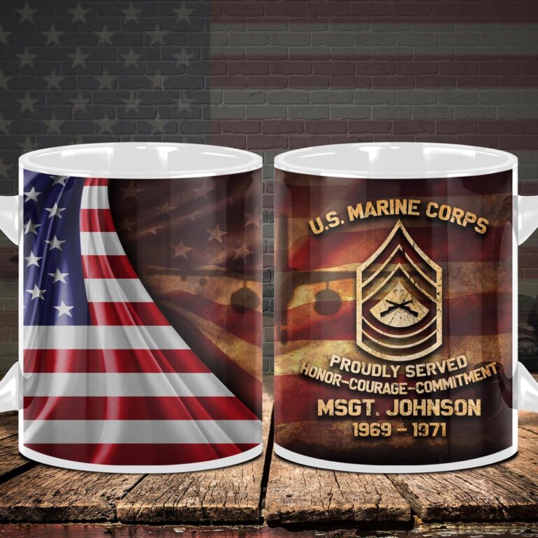 US Marine Corps Military Proudly Served, Military Mug American Flag ...