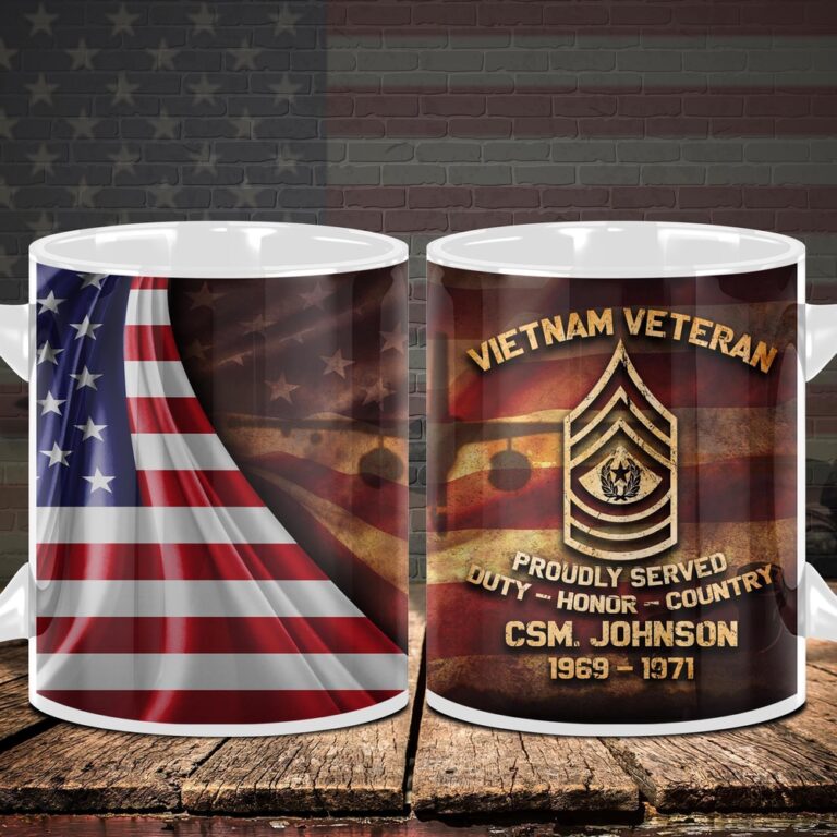Vietnam Veteran Military Proudly Served, Military Mug American Flag ...