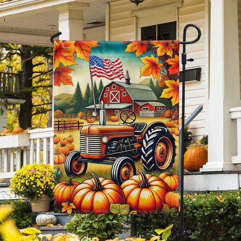 Fall Flag Fall Farm Tractor Pumpkins Flag, Halloween Flag, Halloween ...
