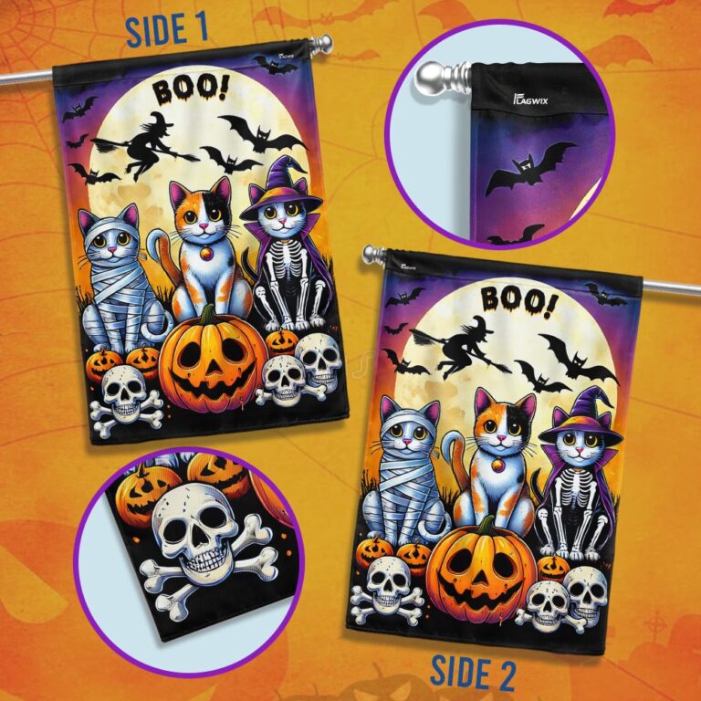 Halloween Black Cat Boo Spooky Pumpkin Flag, Halloween Flag, Halloween ...