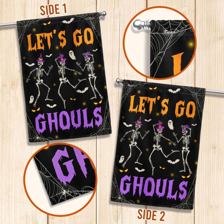 Halloween Dancing Skeleton Flag Let's Go Ghouls, Halloween Flag ...