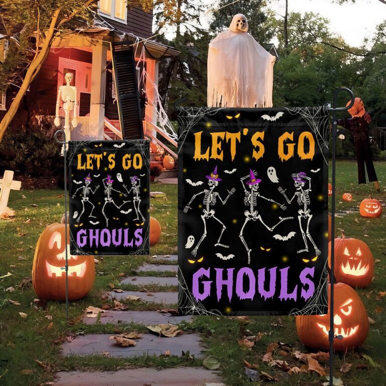Halloween Dancing Skeleton Flag Let's Go Ghouls, Halloween Flag ...