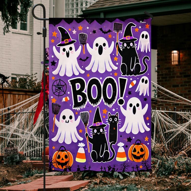 Halloween Black Cat Boo Spooky Pumpkin Flag, Halloween Flag, Halloween ...