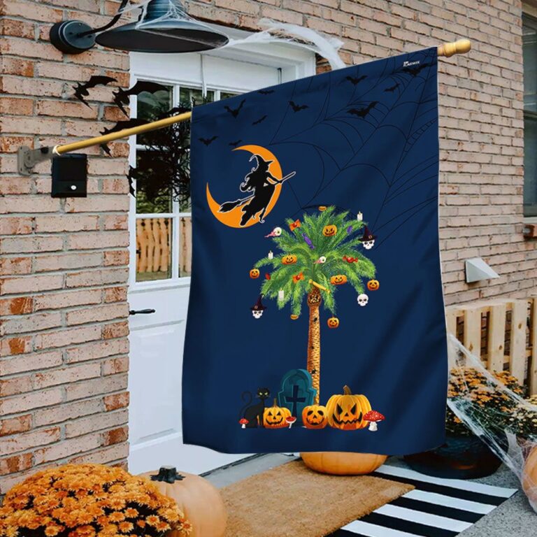 South Carolina Halloween Witchcraft Flag Pumpkins Palm Tree, Halloween ...