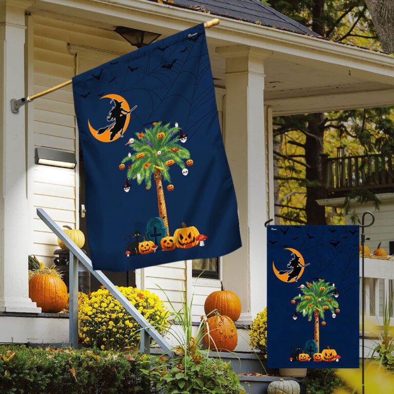 South Carolina Halloween Witchcraft Flag Pumpkins Palm Tree, Halloween ...