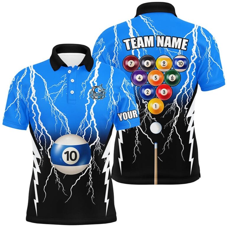 Blue 10 Ball Pool Tournat Sport Shirts, 10 Ball Billiard Team Polo 2 ...