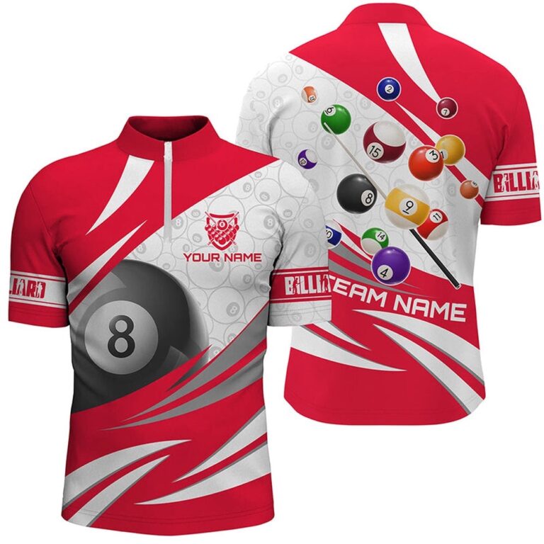 Style Black Red 8 Ball Billiard 3D Jersey Shirts, Custom 8 Ball Pool ...