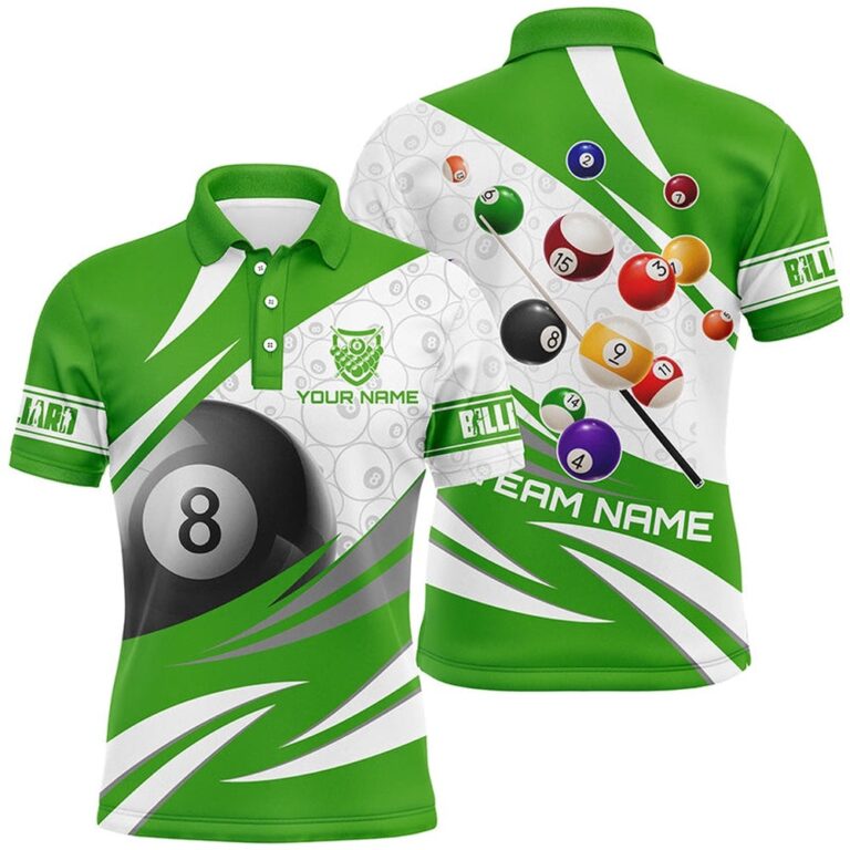 Billiard 8 Ball Flame Green Version 3D Printed Polo Shirts Best Custom ...
